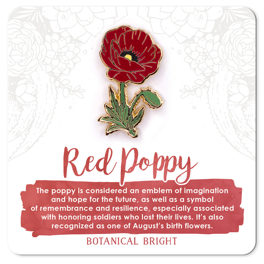 Red Poppy Enamel Pin – Botanical Bright