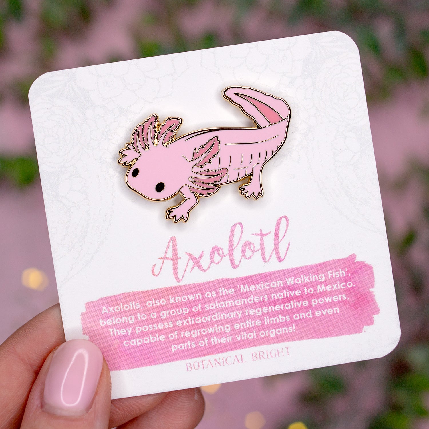 Axolotl Enamel Pin – Botanical Bright