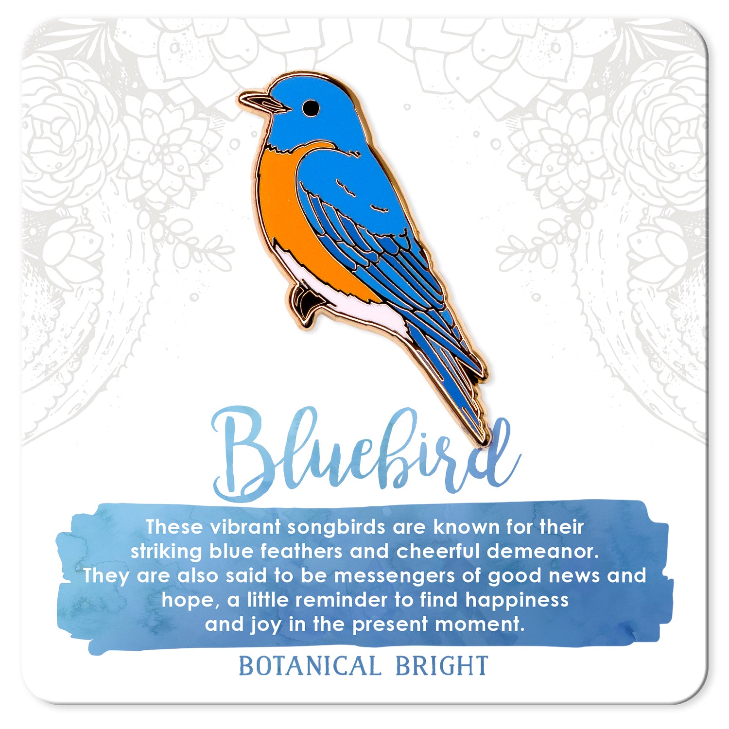 Bluebird Enamel Pin – Botanical Bright