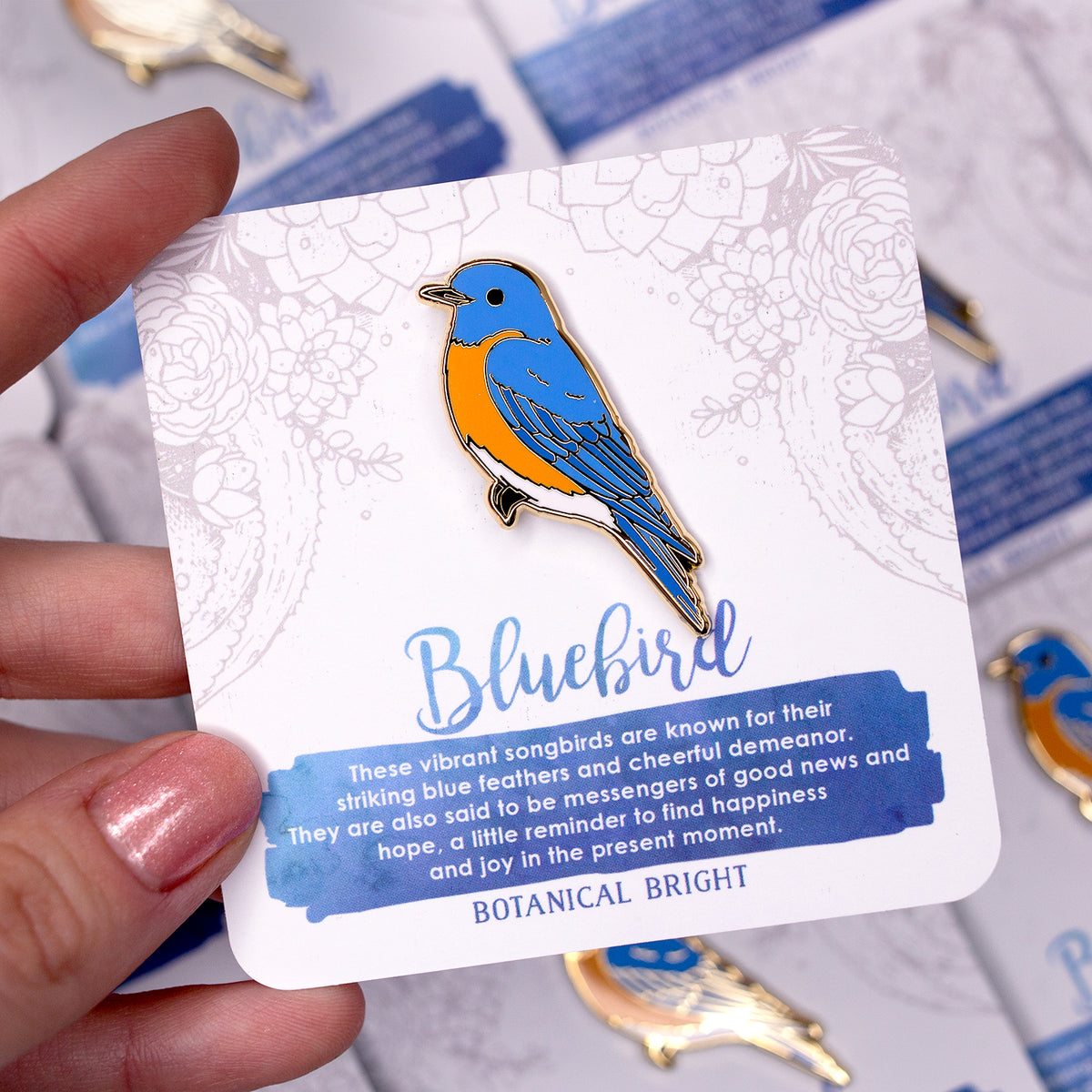 Bluebird Enamel Pin – Botanical Bright