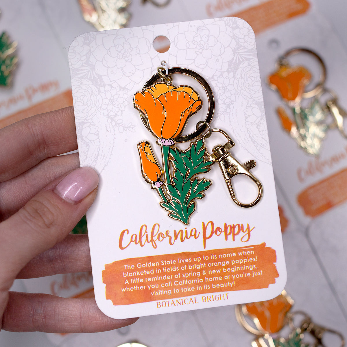 California Poppy Enamel Keychain – Botanical Bright