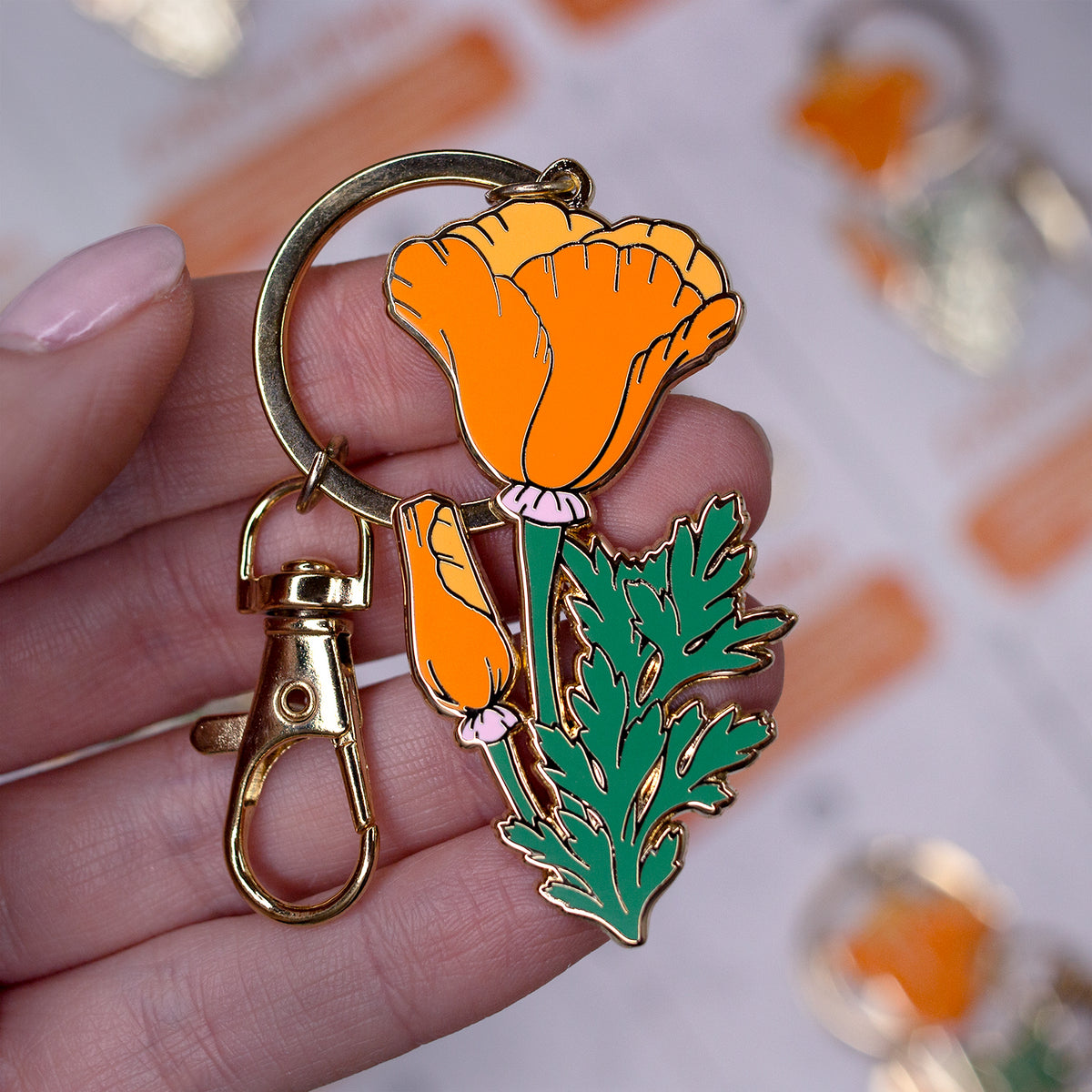 California Poppy Enamel Keychain – Botanical Bright - Add a Little ...