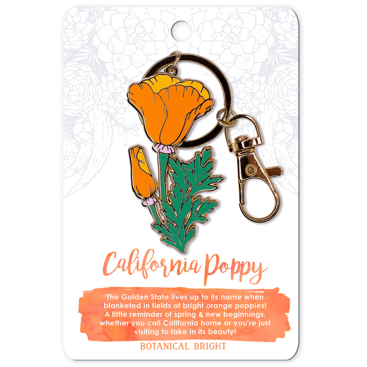 California Poppy Enamel Keychain – Botanical Bright - Add a Little ...