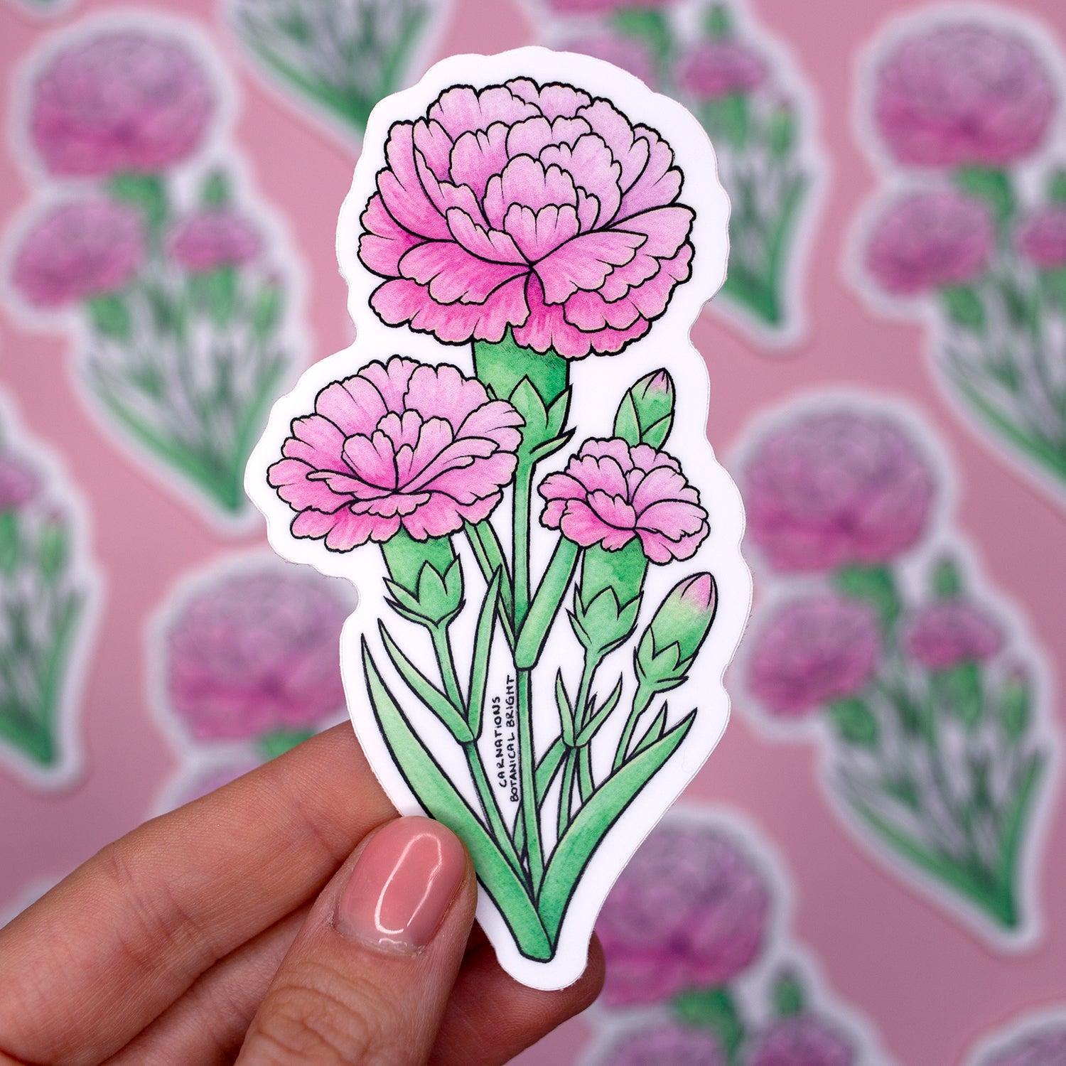 Carnation Waterproof Vinyl Sticker – Botanical Bright