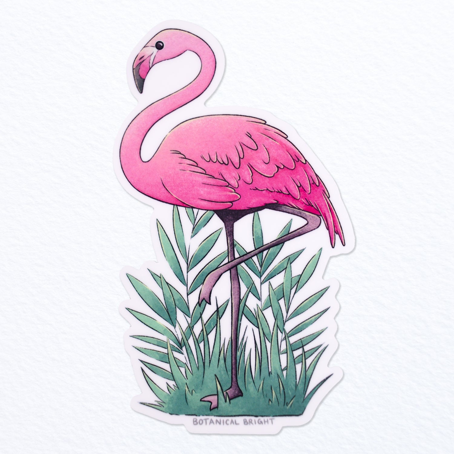 Flamingo Waterproof Vinyl Sticker – Botanical Bright