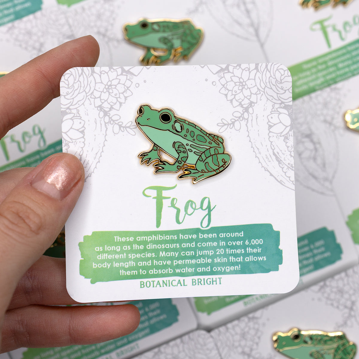 Garden Frog Enamel Pin – Botanical Bright