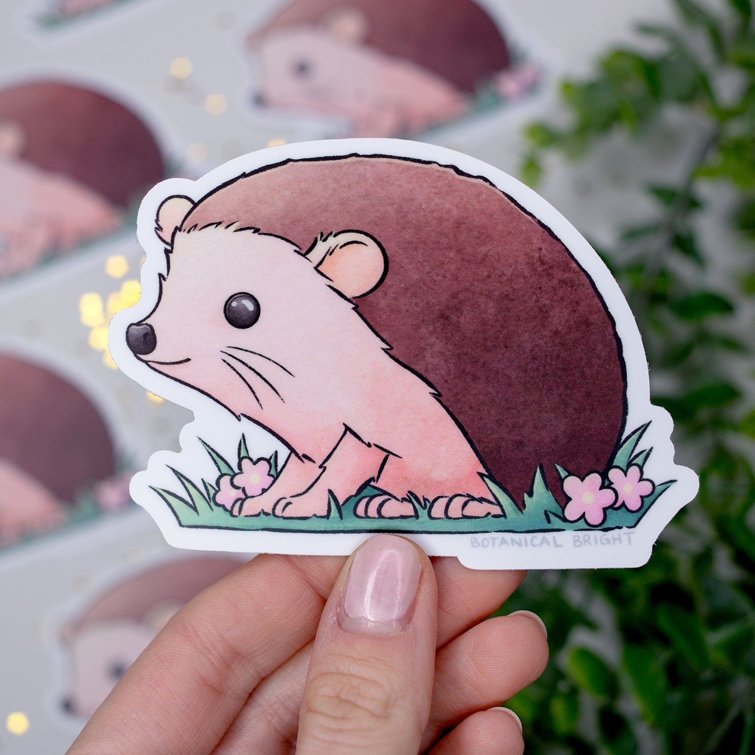 Hedgehog Waterproof Vinyl Sticker – Botanical Bright - Add a Little ...