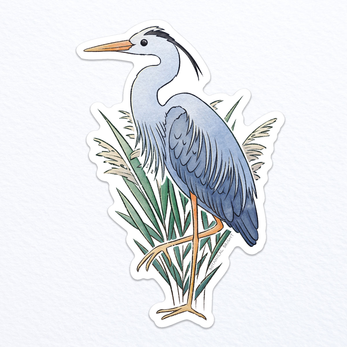 Heron Waterproof Vinyl Sticker – Botanical Bright
