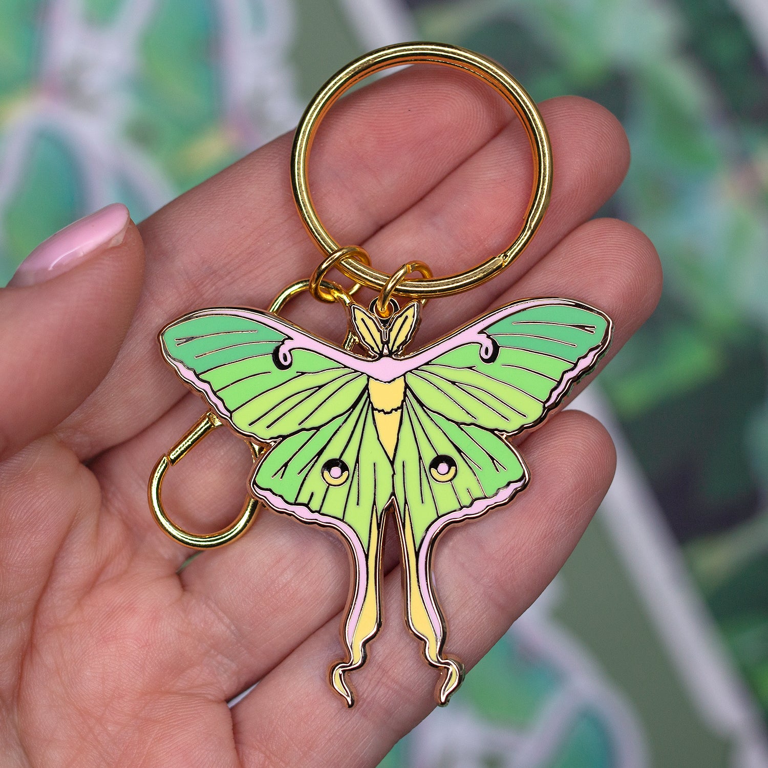 Luna Moth Enamel Keychain – Botanical Bright - Add a Little Beauty to ...