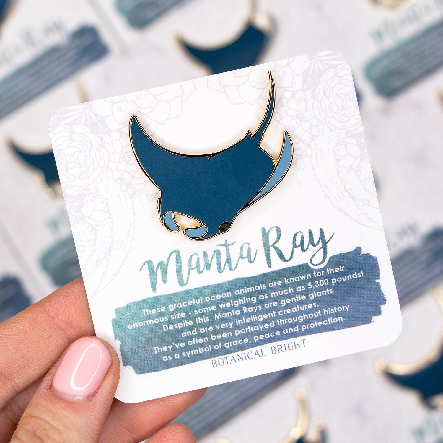 Manta Ray Enamel Pin – Botanical Bright