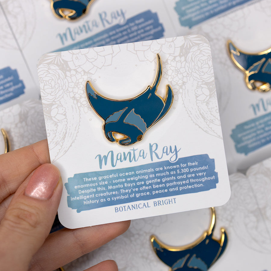 Manta Ray Enamel Pin – Botanical Bright