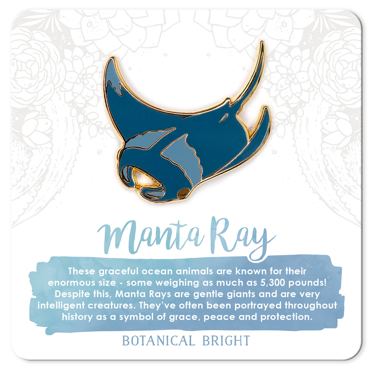 Manta Ray Enamel Pin – Botanical Bright