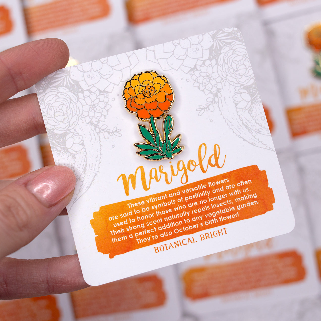 Marigold Enamel Pin – Botanical Bright