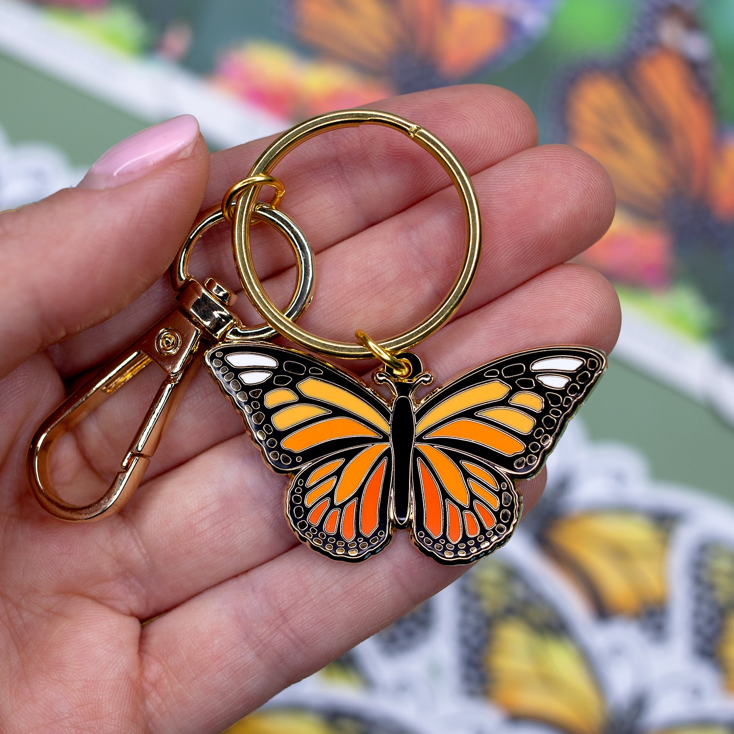 Monarch Butterfly Enamel Keychain – Botanical Bright - Add a Little ...