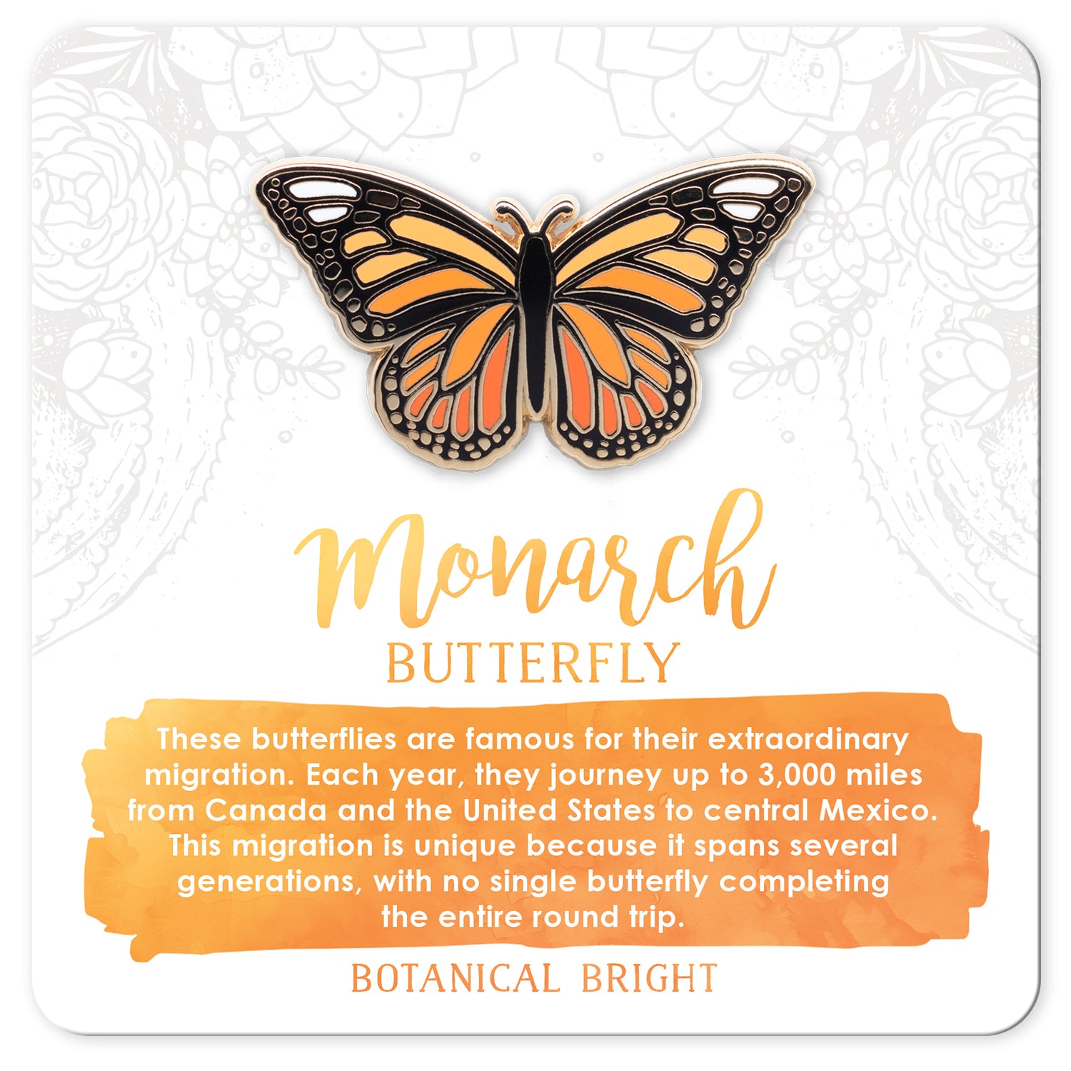 Monarch Butterfly Enamel Pin – Botanical Bright