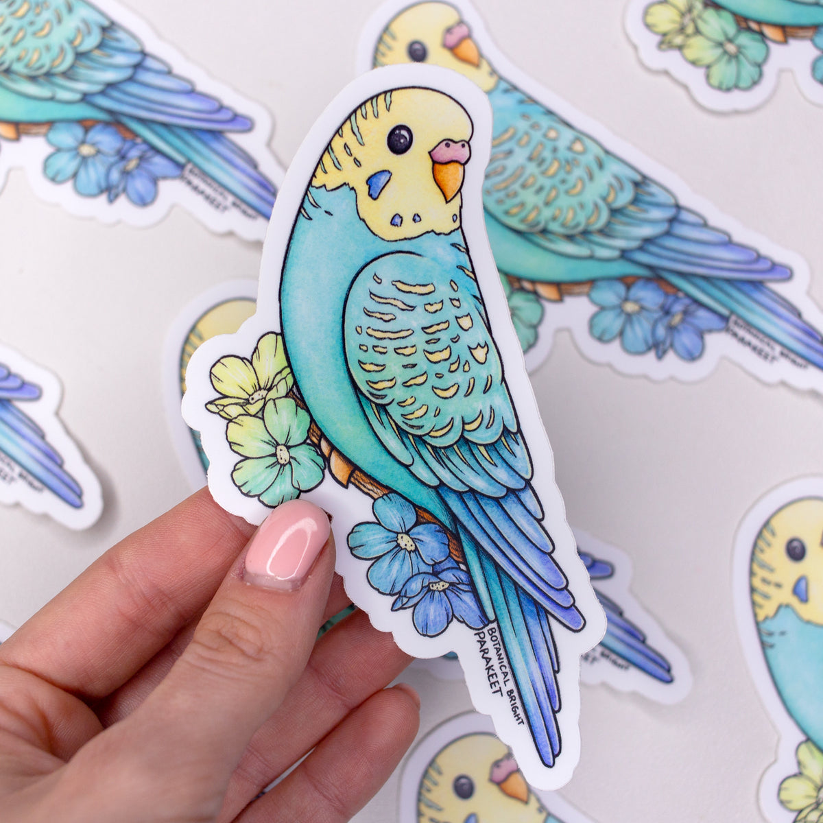 Rainbow Parakeet Waterproof Vinyl Sticker – Botanical Bright