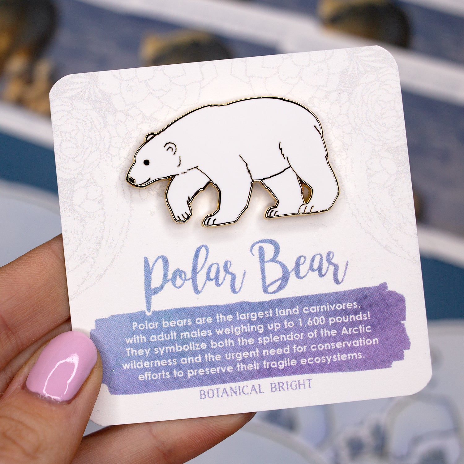 Polar Bear Enamel Pin – Botanical Bright - Add a Little Beauty to Your ...