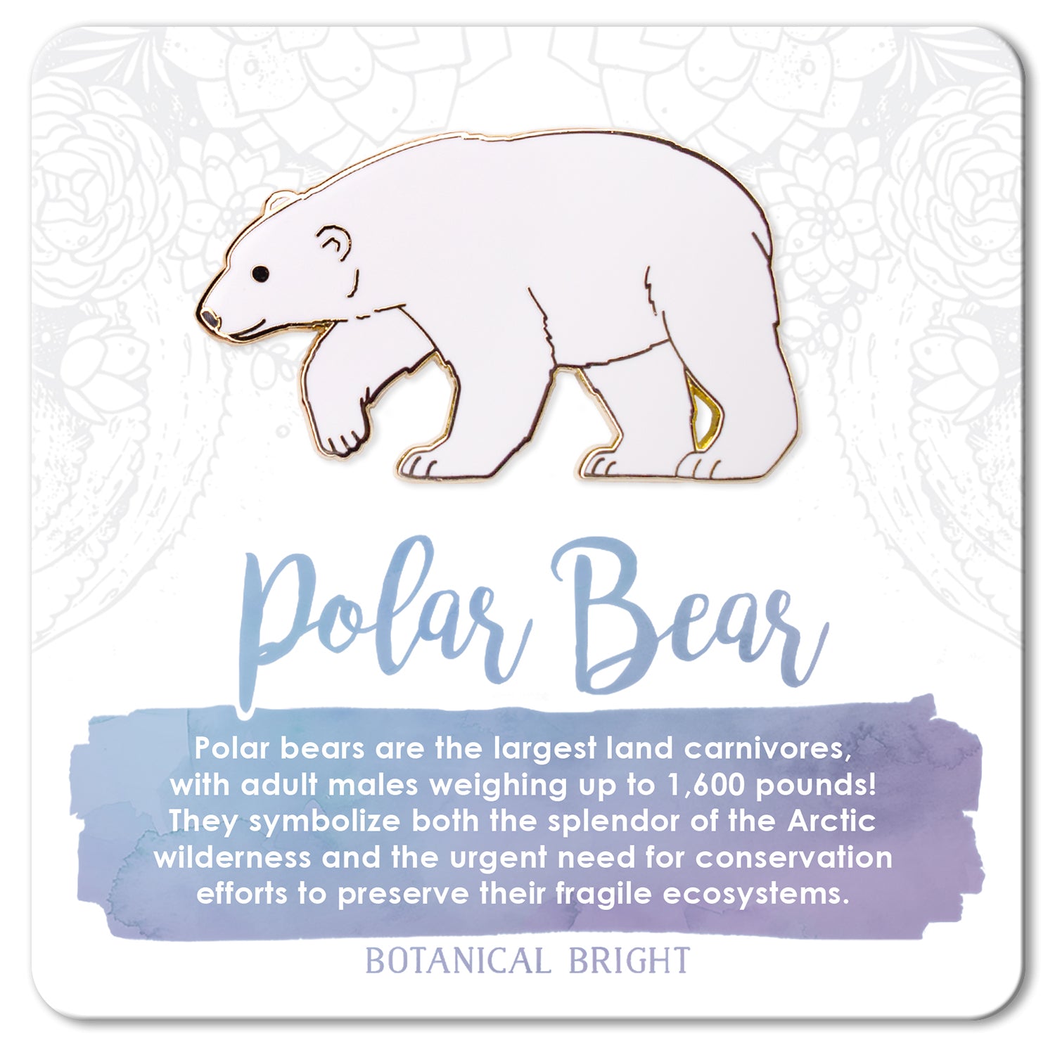 Polar Bear Enamel Pin – Botanical Bright - Add a Little Beauty to Your ...