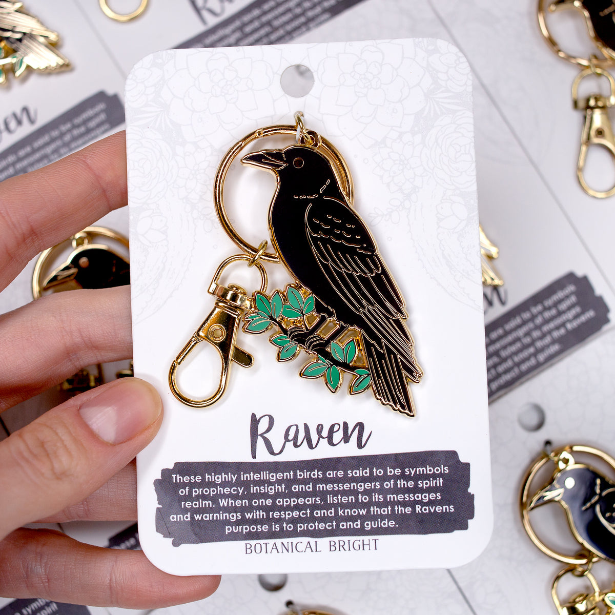 Raven Enamel Keychain – Botanical Bright