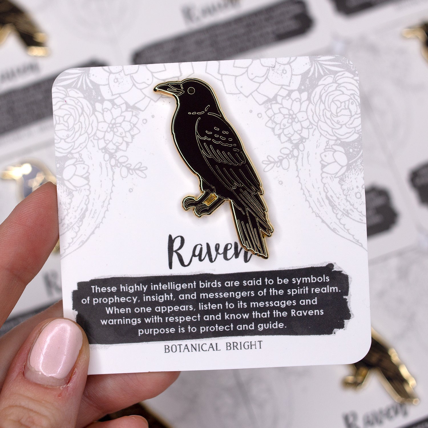 Raven Enamel Pin – Botanical Bright