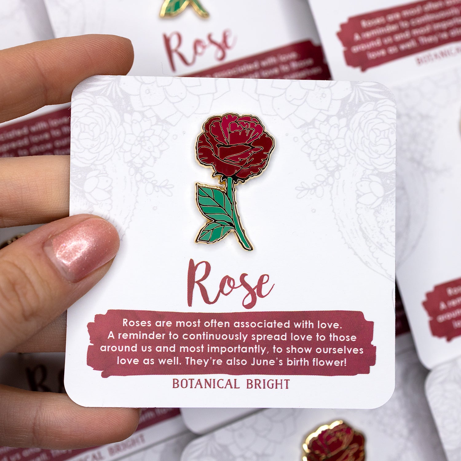 Rose Enamel Pin – Botanical Bright