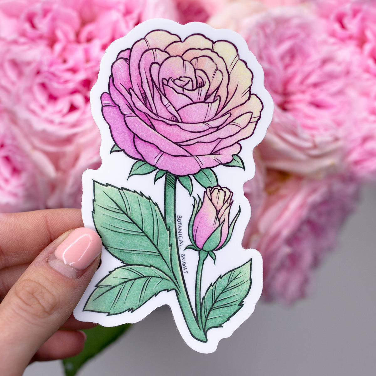Rose Waterproof Vinyl Sticker – Botanical Bright - Add a Little Beauty ...