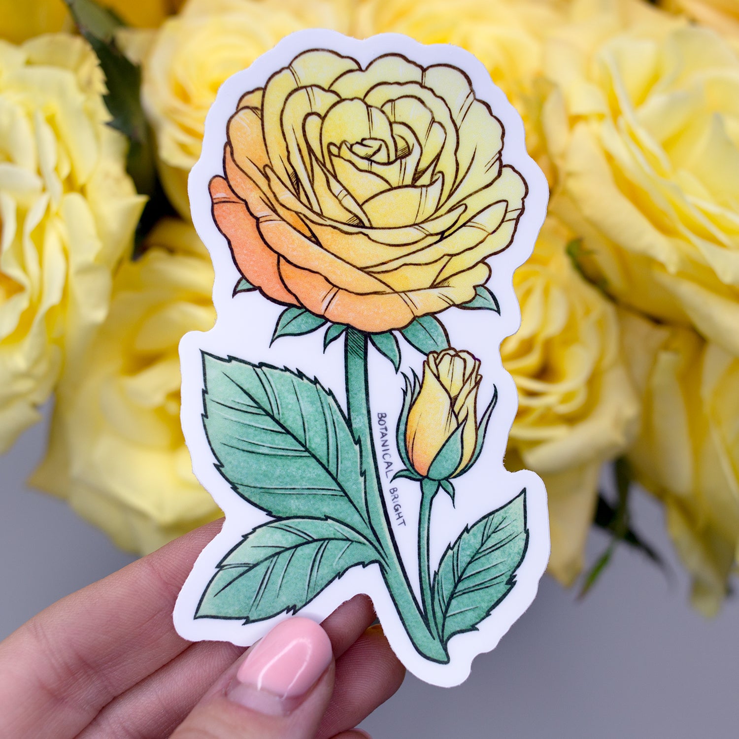 Rose Waterproof Vinyl Sticker – Botanical Bright