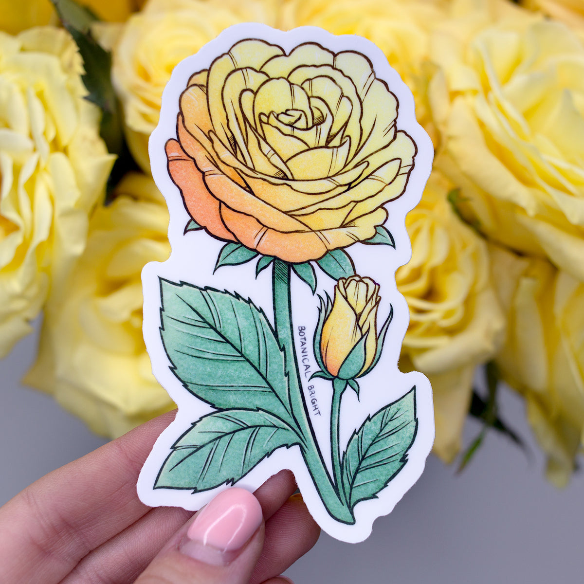 Rose Waterproof Vinyl Sticker – Botanical Bright - Add a Little Beauty ...