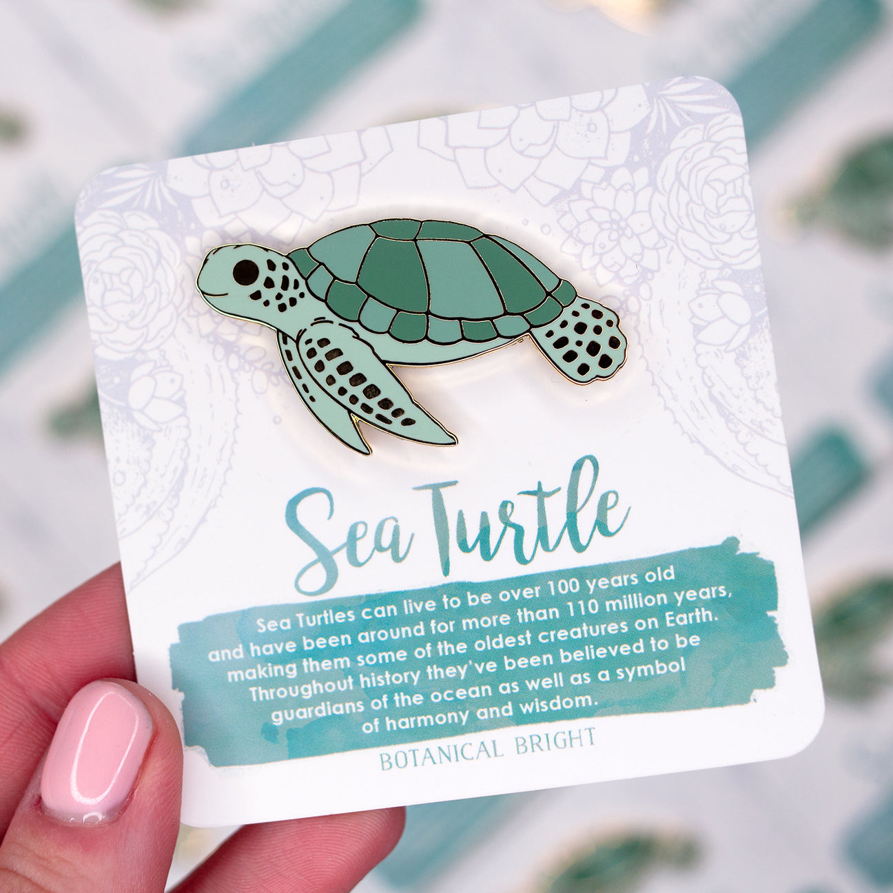 Sea Turtle Enamel Pin – Botanical Bright - Add a Little Beauty to Your ...