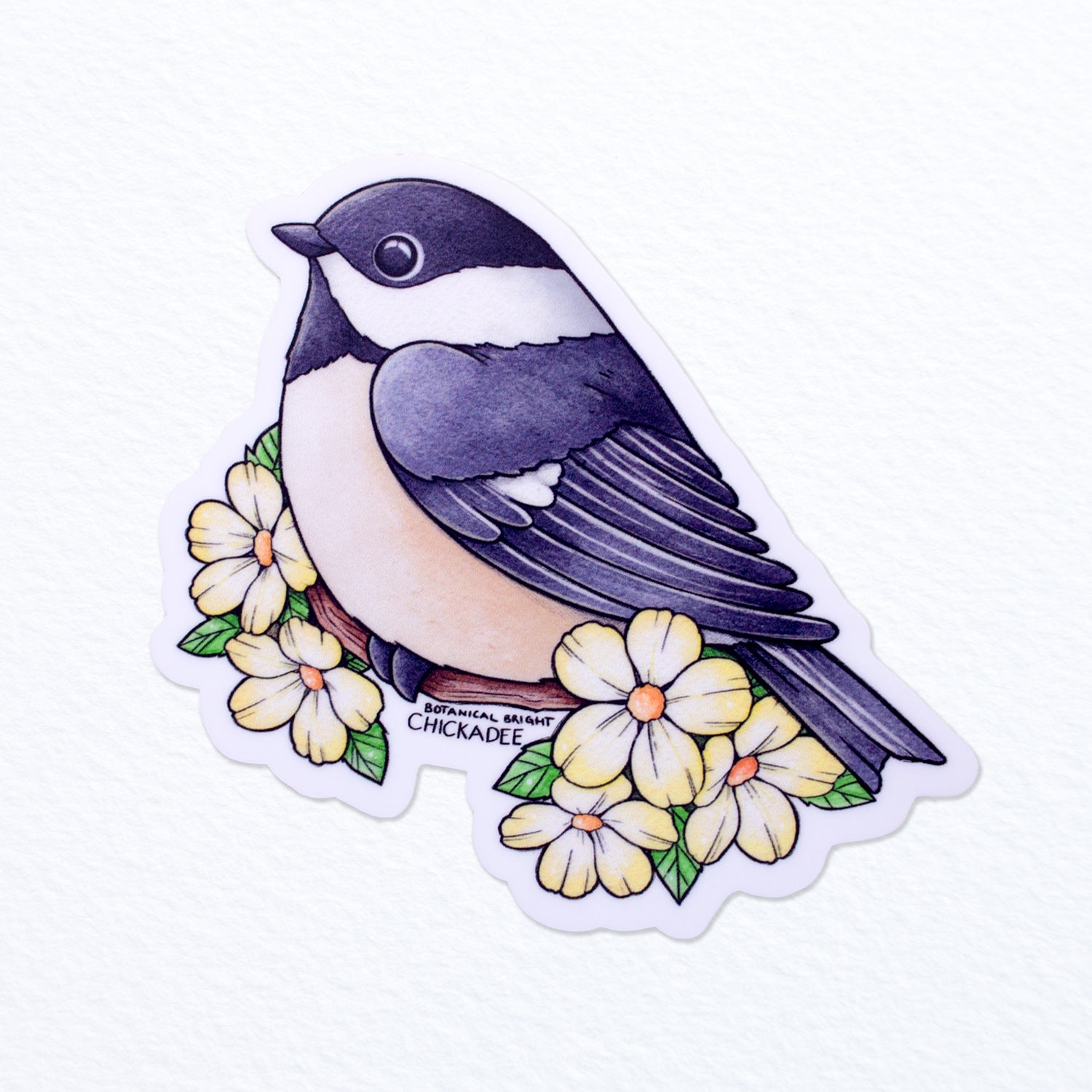 Chickadee Bird Waterproof Vinyl Sticker – Botanical Bright