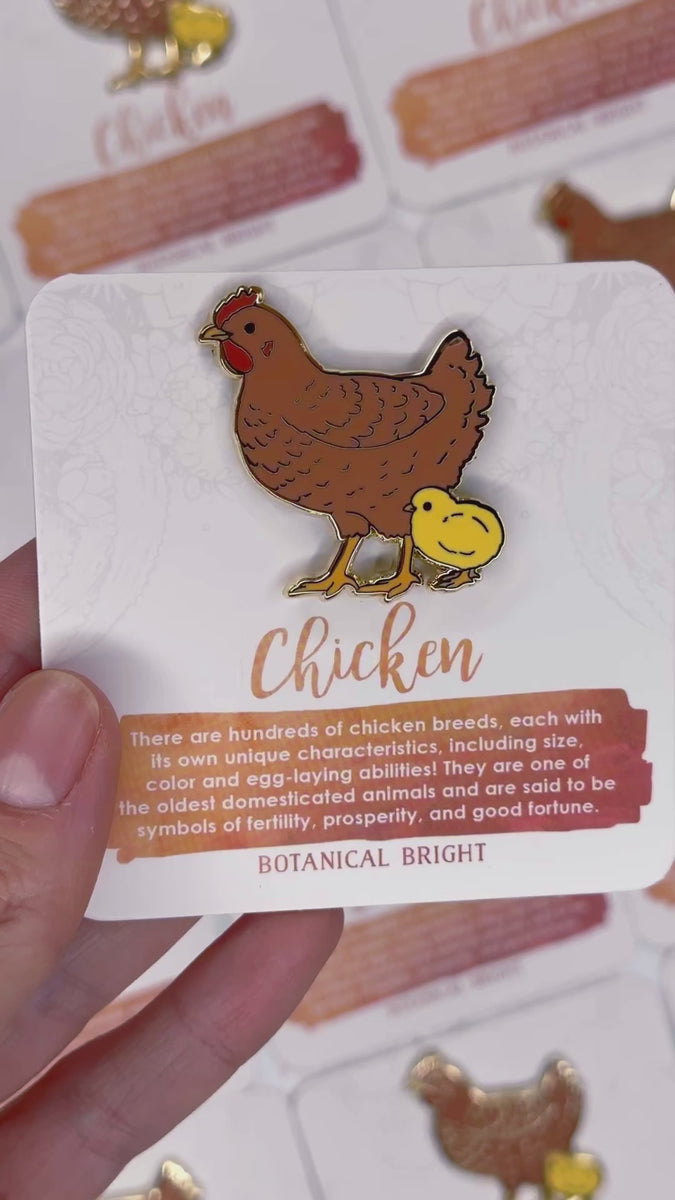 Chicken & Chick Enamel Pin – Botanical Bright
