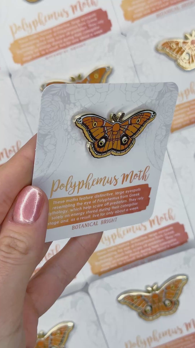 Polyphemus Moth Enamel Pin – Botanical Bright