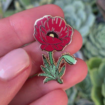 Red Poppy Enamel Pin – Botanical Bright