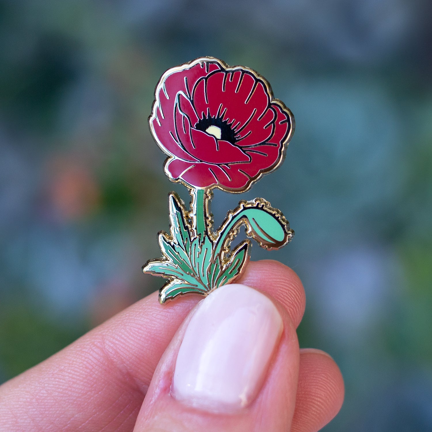 Red Poppy Enamel Pin – Botanical Bright - Add a Little Beauty to Your ...