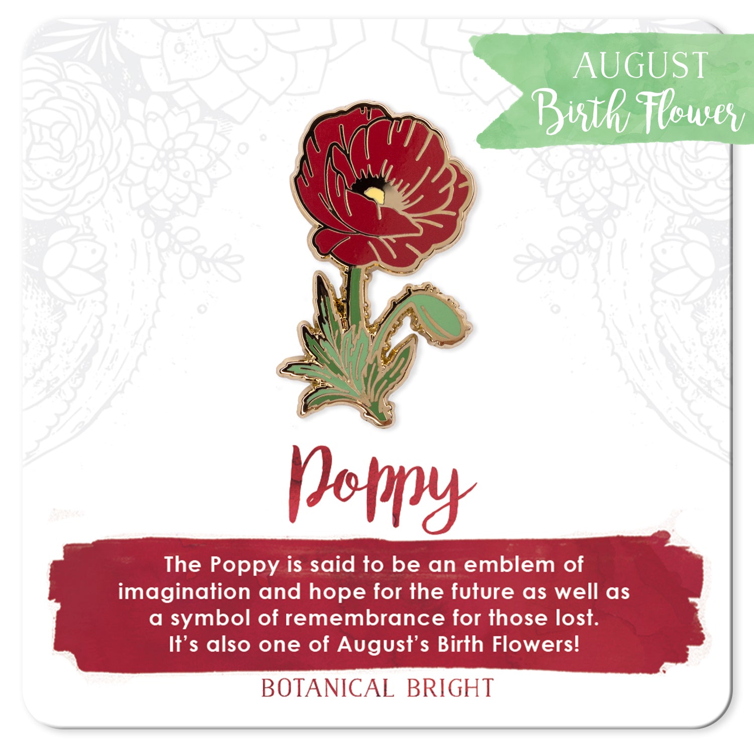 Red Poppy Enamel Pin – Botanical Bright - Add a Little Beauty to Your ...