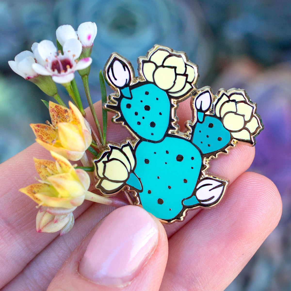 Opuntia Cactus Enamel Pin – Botanical Bright - Add a Little Beauty to ...