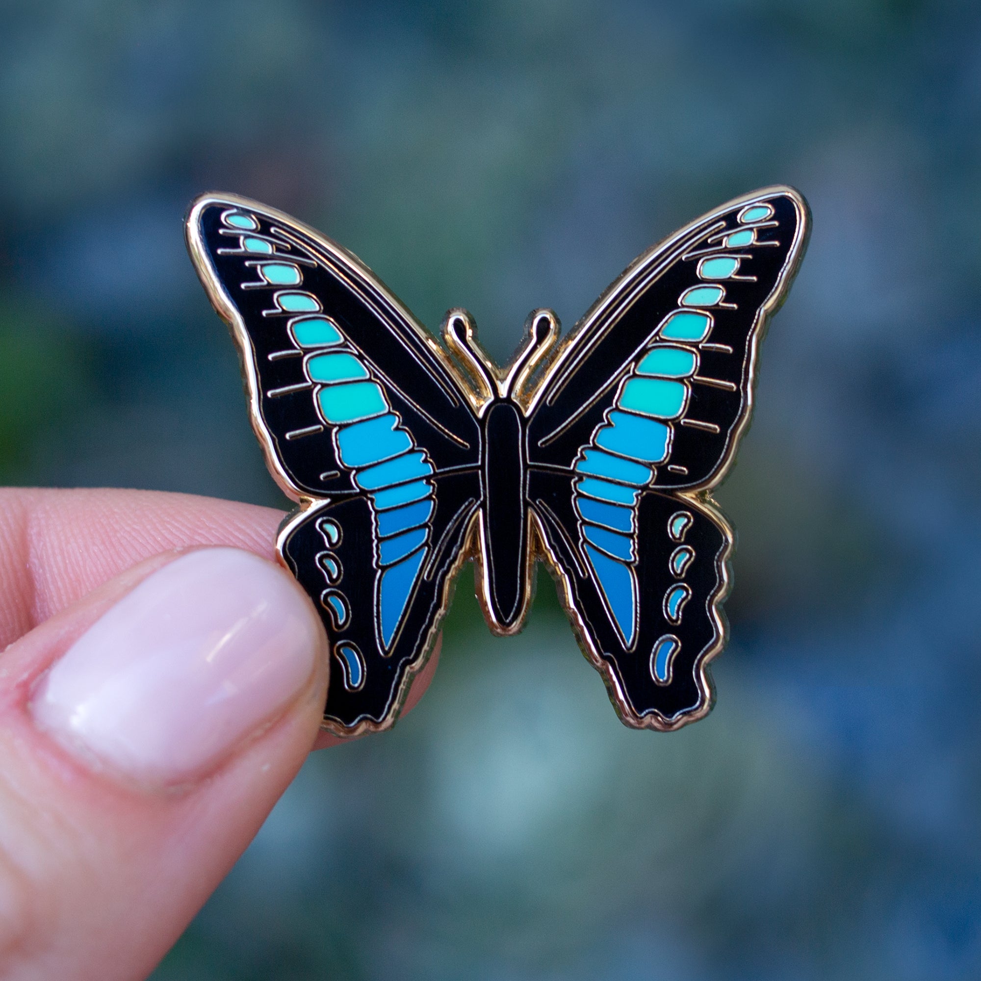 Bluebottle Butterfly Enamel Pin – Botanical Bright - Add a Little ...