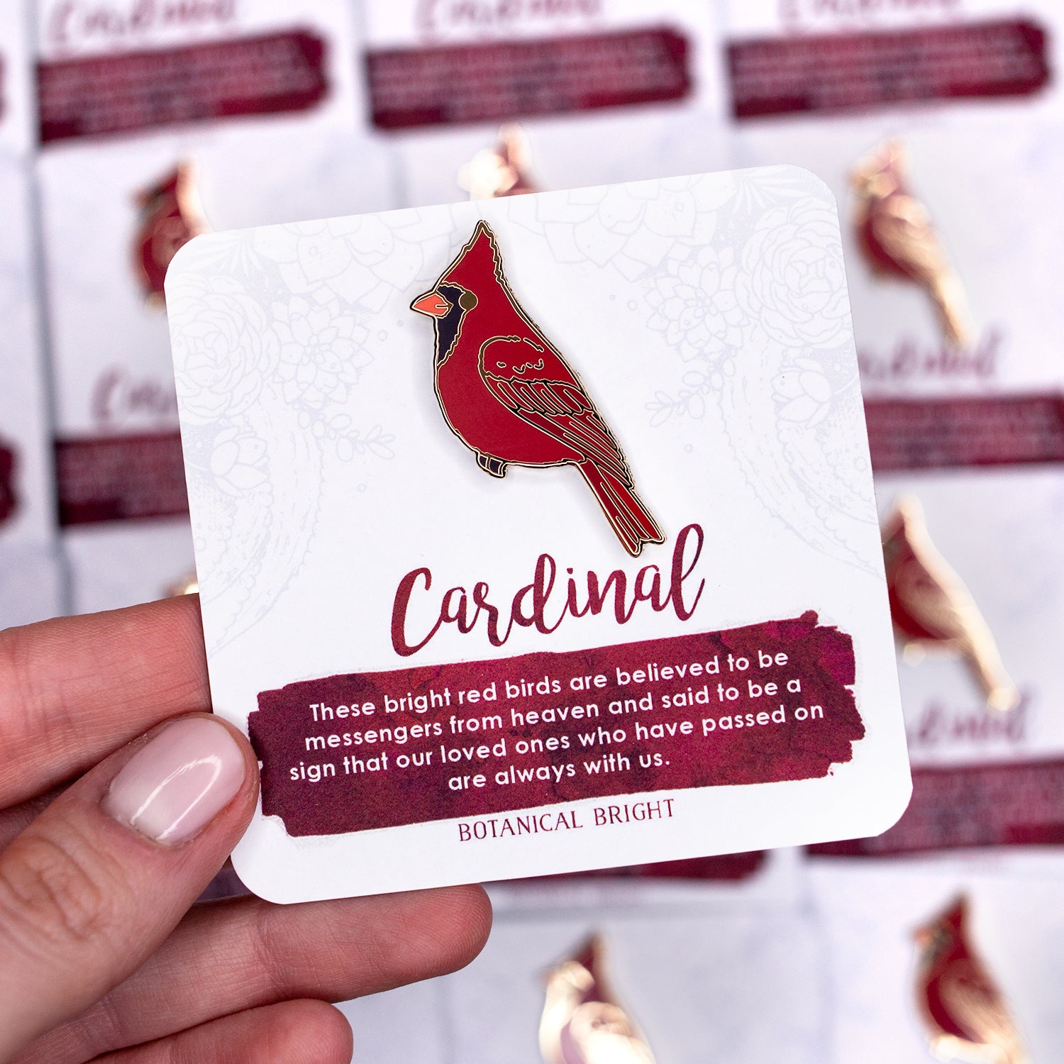 Cardinal Enamel Pin – Botanical Bright - Add a Little Beauty to Your ...