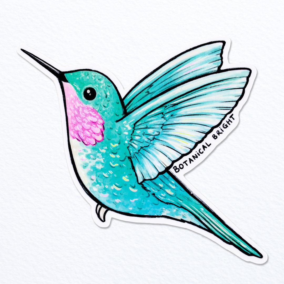 Hummingbird Sticker with Holographic Details – Botanical Bright