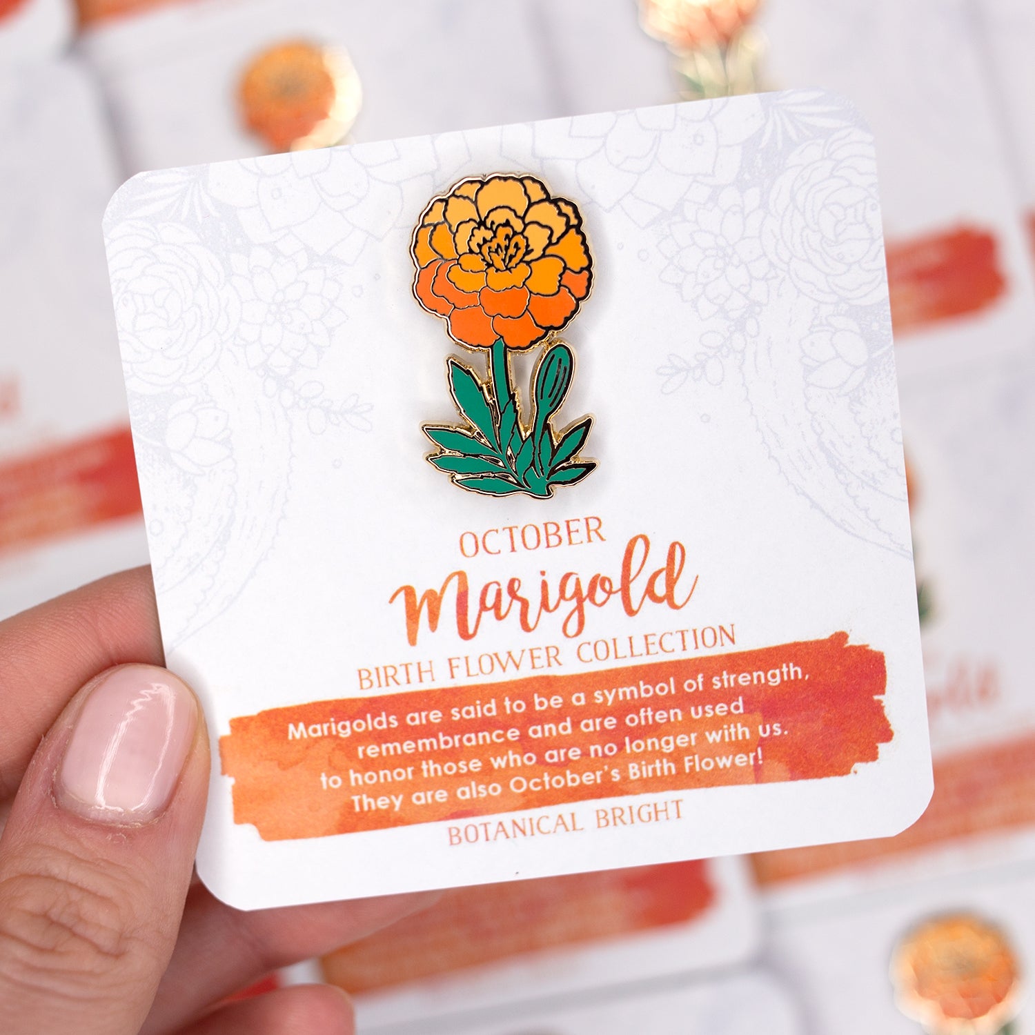 Marigold Enamel Pin – Botanical Bright - Add a Little Beauty to Your ...