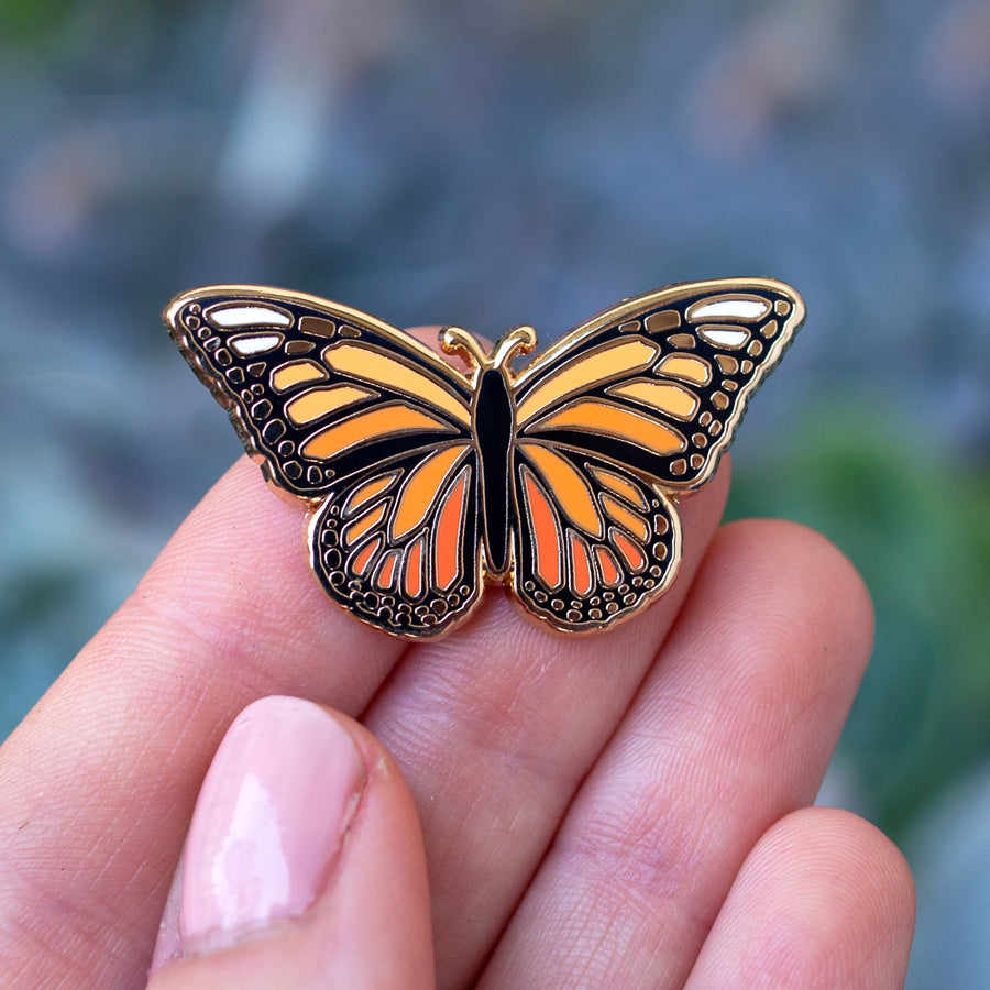 Monarch Butterfly Enamel Pin Botanical Bright