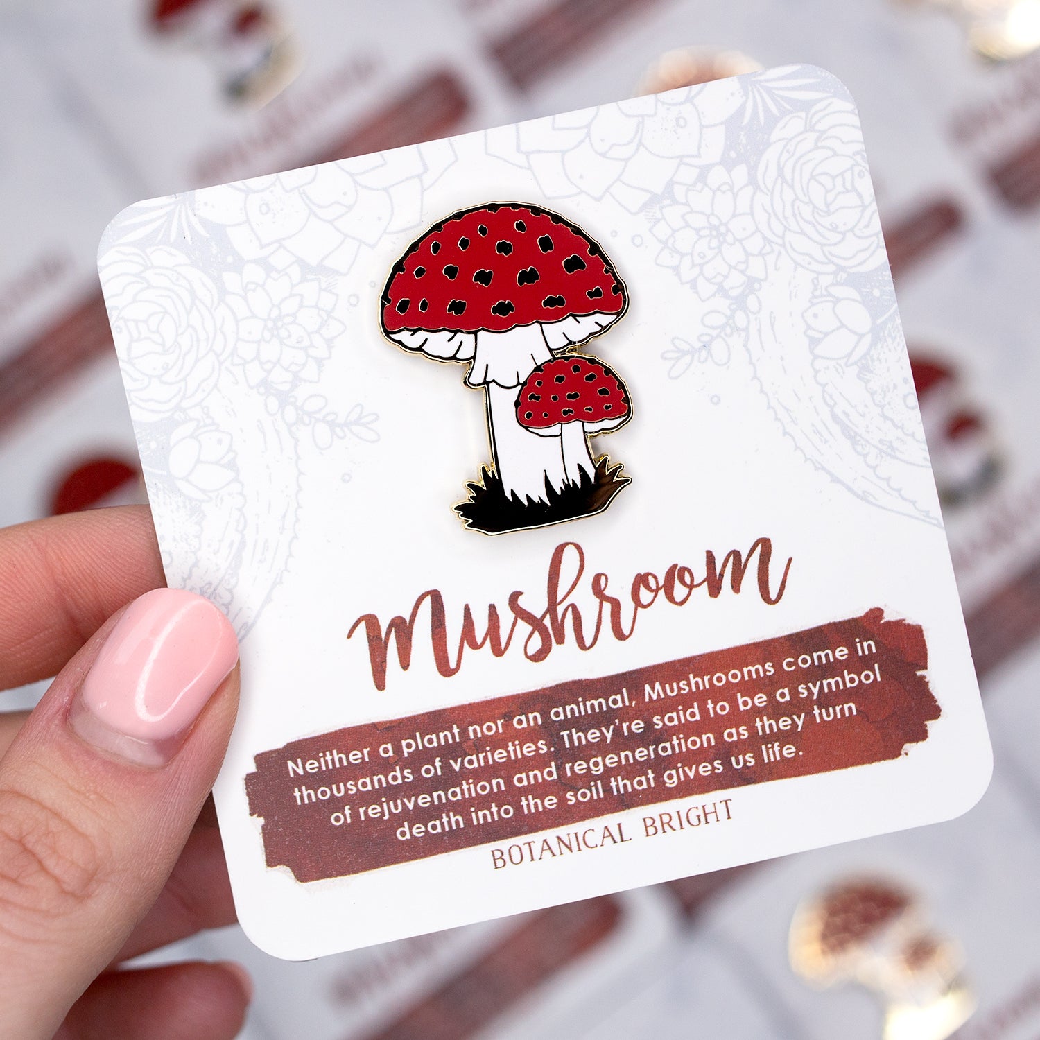 Mushroom Enamel Pin – Botanical Bright
