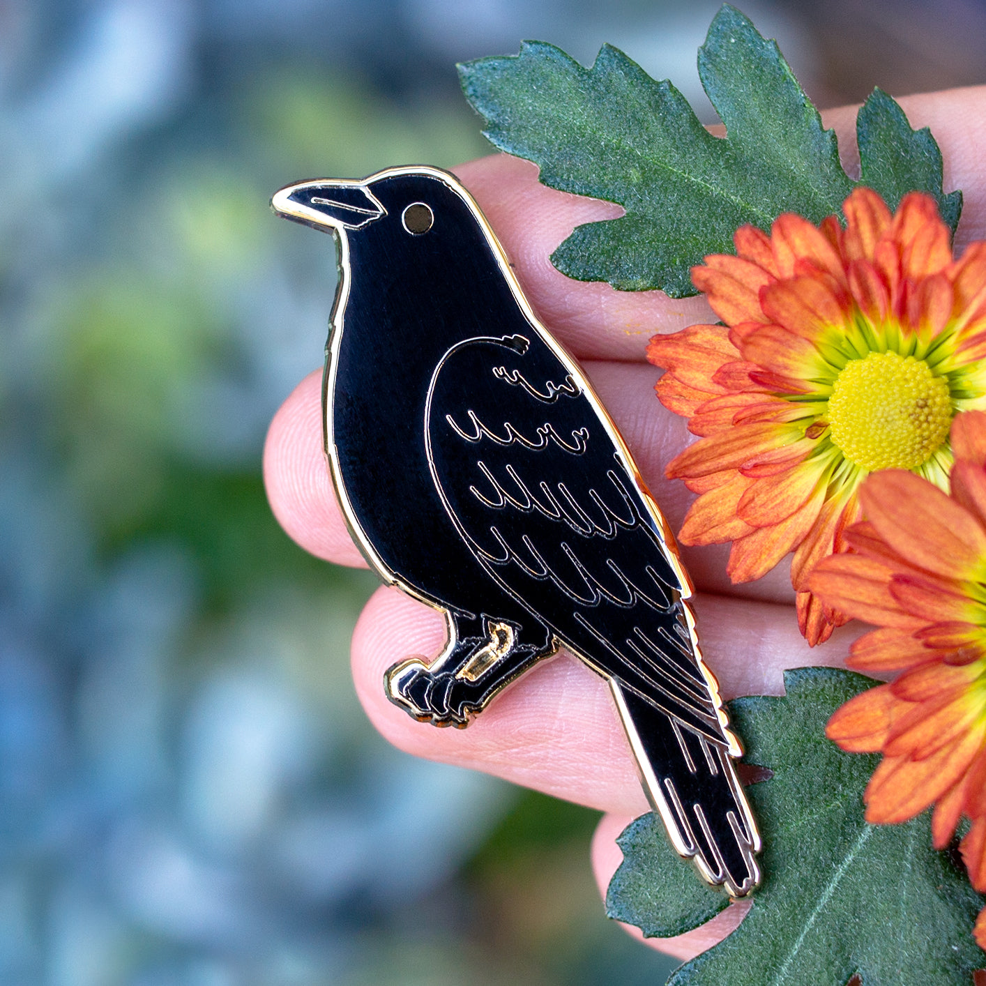 Raven Enamel Pin – Botanical Bright - Add a Little Beauty to Your Everyday